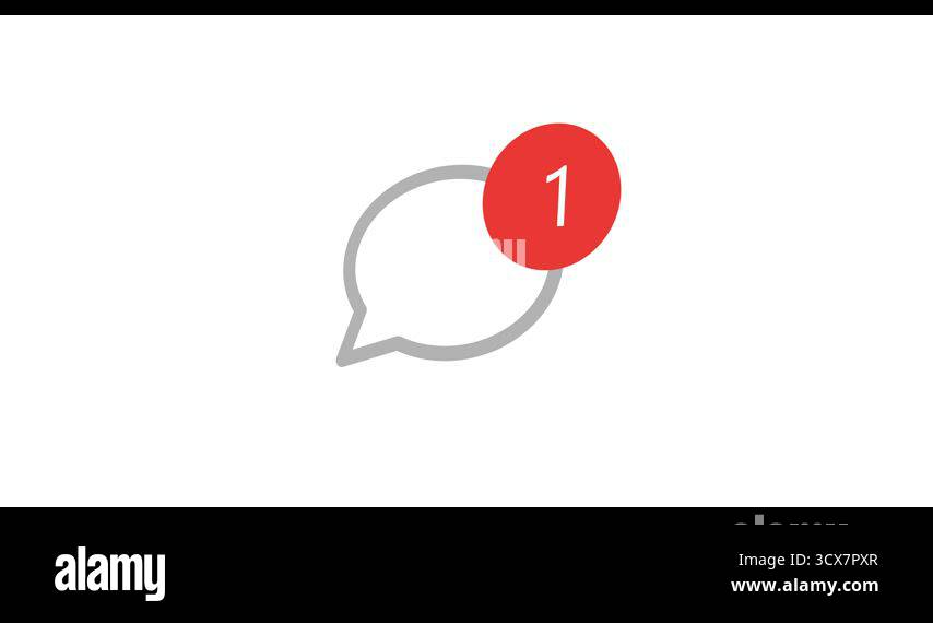 Animation of text message counter technology icon on white and alpha ...