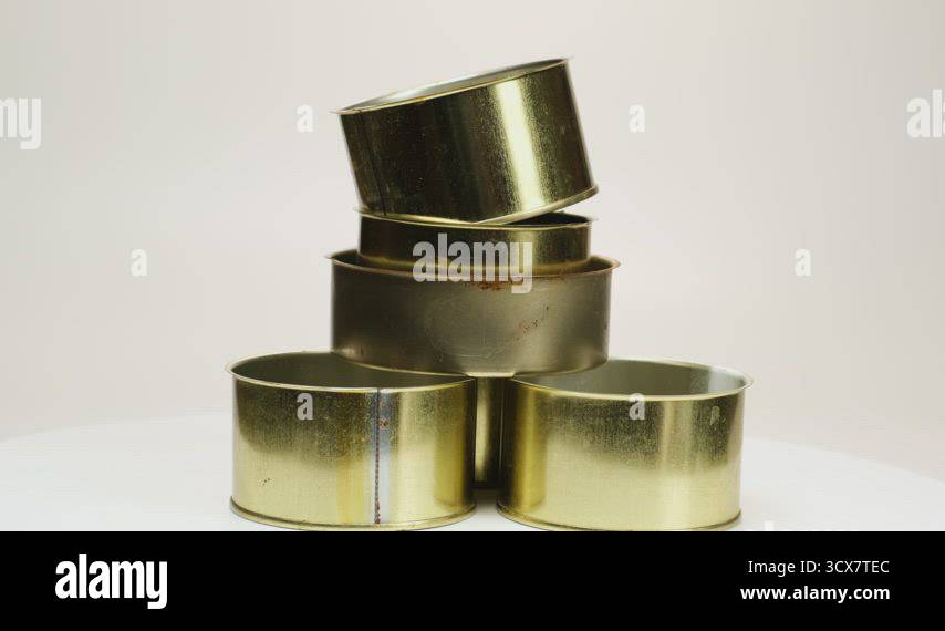 empty metal can for canned fish on white background Stock Video Footage ...