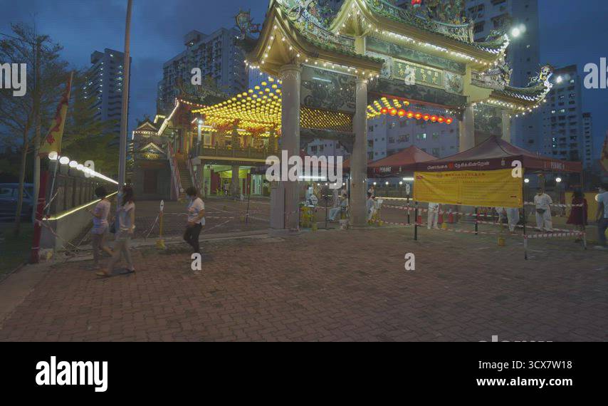 Tilt shot of chinese temple light up at 9 emperor temple Stock Video ...