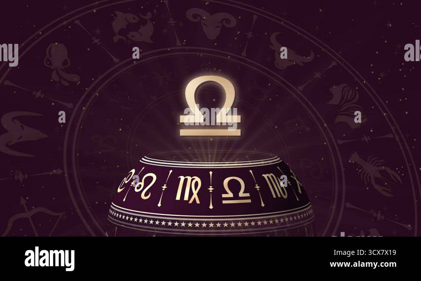Zodiac sign Libra and horoscope wheel Stock Video Footage - Alamy