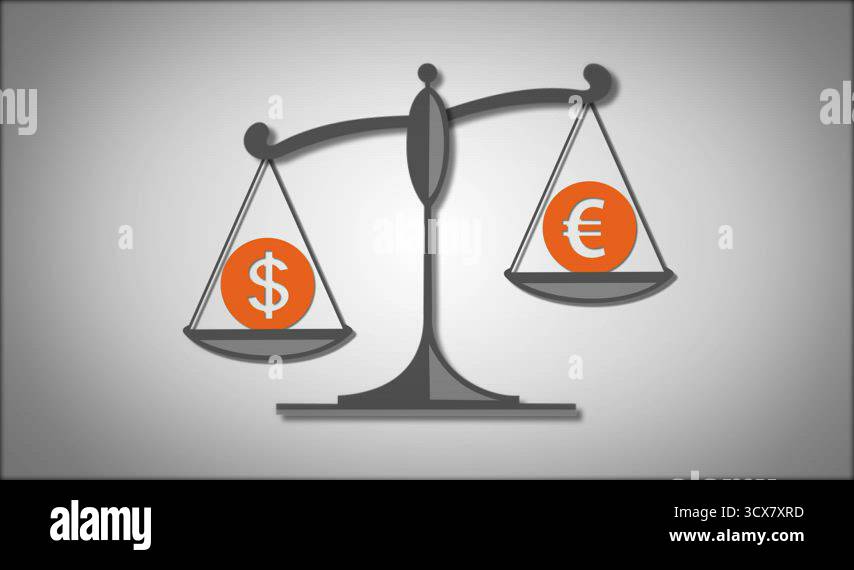 Scales with dollar and euro currency symbols, motion graphics Stock ...