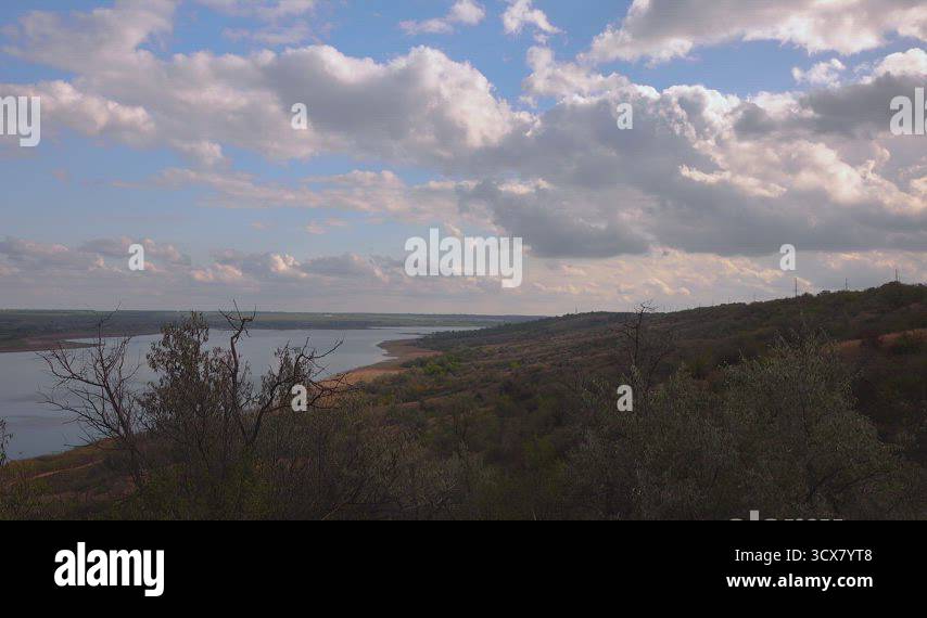 White rain clouds over the Tiligul estuary. Ukraine Stock Video Footage ...