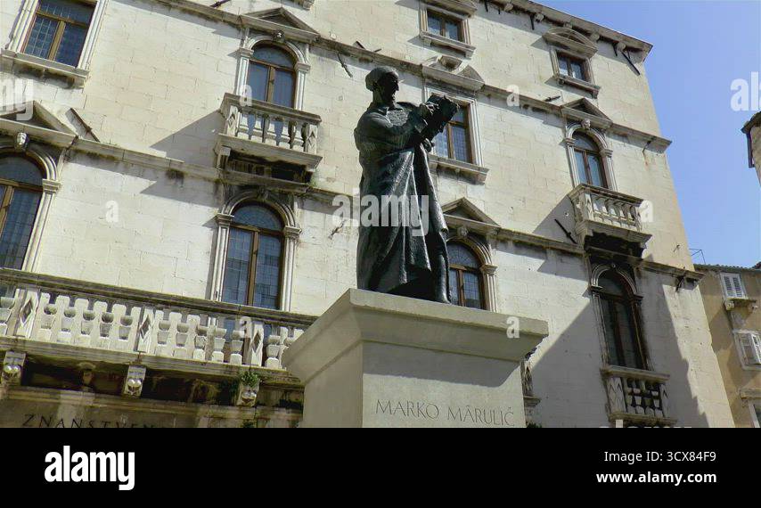 Statue of poet Marko Marulic in Split, Croatia Stock Video Footage - Alamy