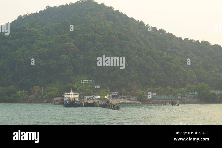 Sea port of Koh Chang, Thailand. There are ships Stock Video Footage ...