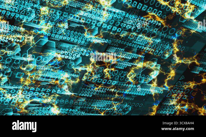 Quantum computer blue tone futuristic technology digital holographic ...