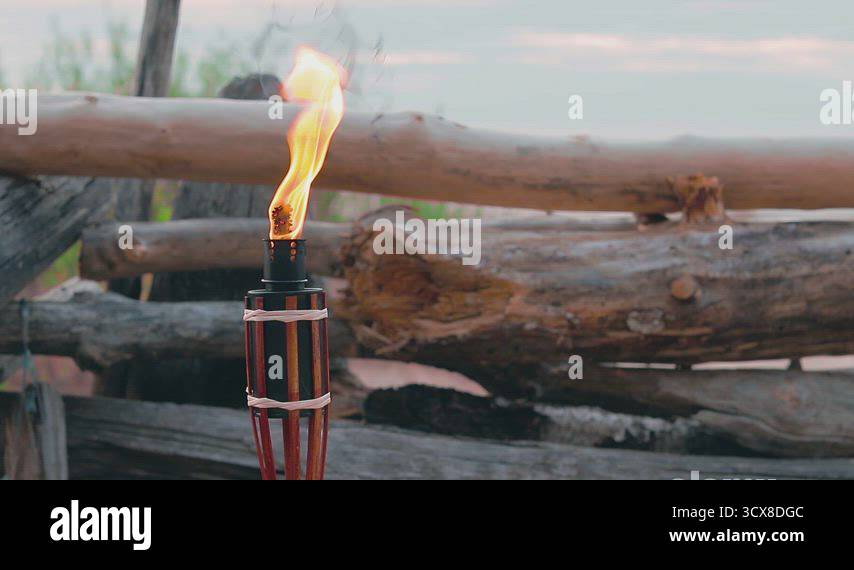 Bamboo Torch Burning at the Beach Stock Video Footage - Alamy