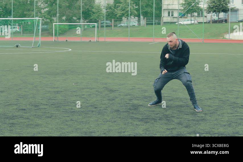 Young Bearded Guy Practising Boxing Exercises Outdoors Stock Video ...