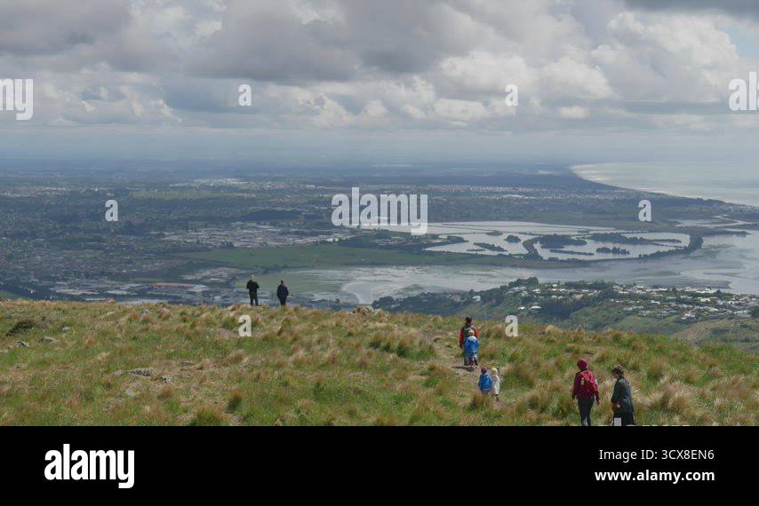 Tourist walk on the path at top of Port Hill to enjoy view at the ...