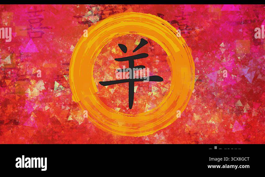 Goat Chinese Zodiac in Chinese Calligraphy on Painted Background Stock ...