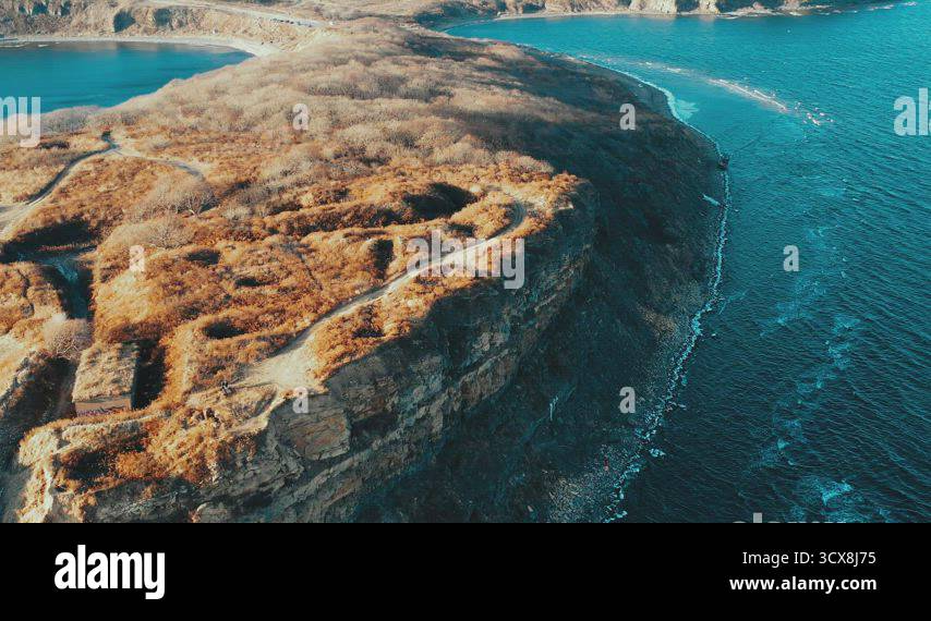 Aerial overview of the Cape Vatlina on the island of Russian ...