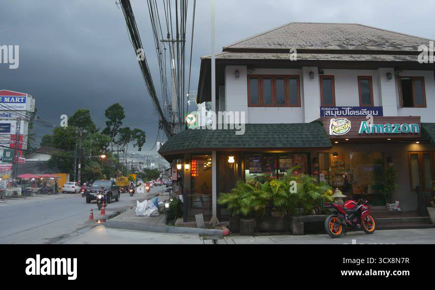 KOH SAMUI ISLAND, THAILAND - 21 JUNE 2019 Busy transport populated city ...