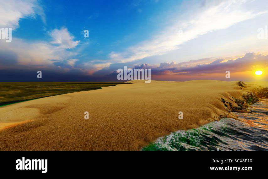 Abstract island at sea with amazing sunset Stock Video Footage - Alamy