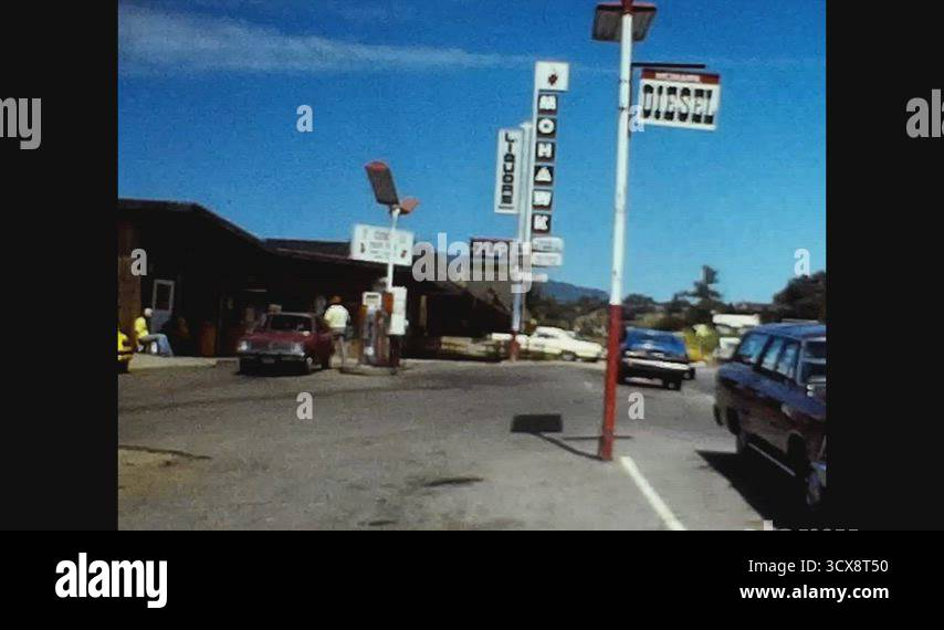 Los Angeles, USA 1979, Refueling area highway in the 70's Stock Video ...