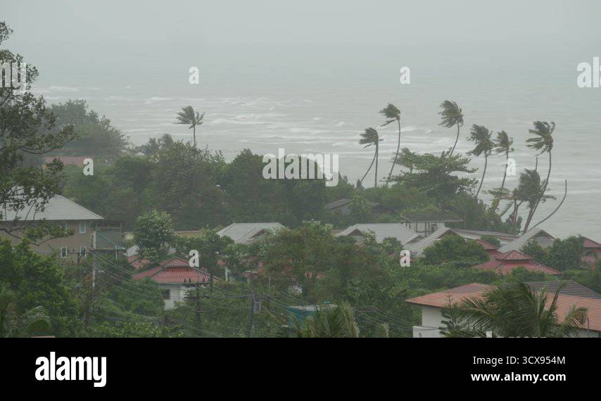 Pabuk typhoon, ocean sea shore, Thailand. Natural disaster, eyewall ...