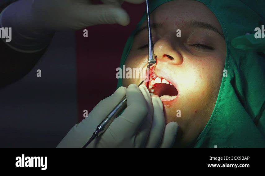 Oral dental surgery operation cut stitch, tooth gum apicactomy cyst ...