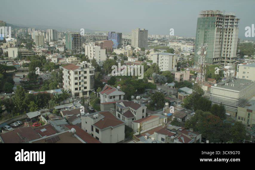 High angle view over Addis Ababa, capital city of Ethiopia Stock Video ...