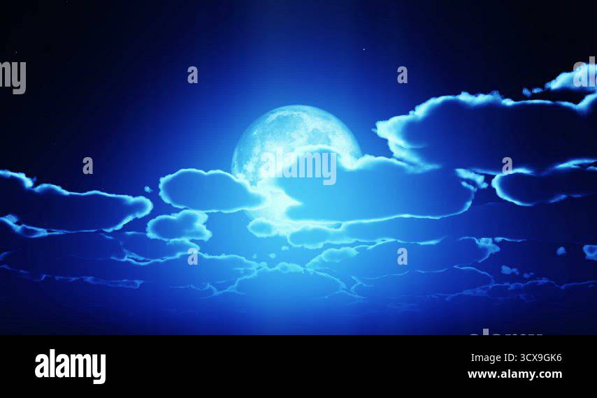 full moon night sky clouds Stock Video Footage - Alamy