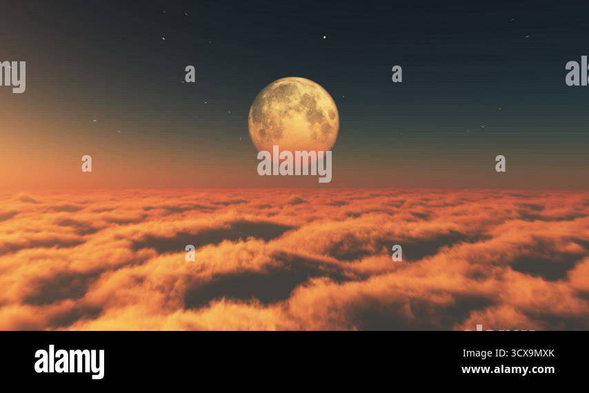 fly in clouds sunset moon Stock Video Footage - Alamy