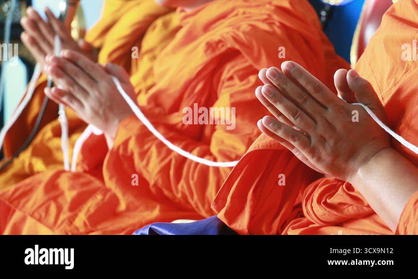Monk Hand Pay Obeisance Pray And Holy Thread Tradition of Religion ...