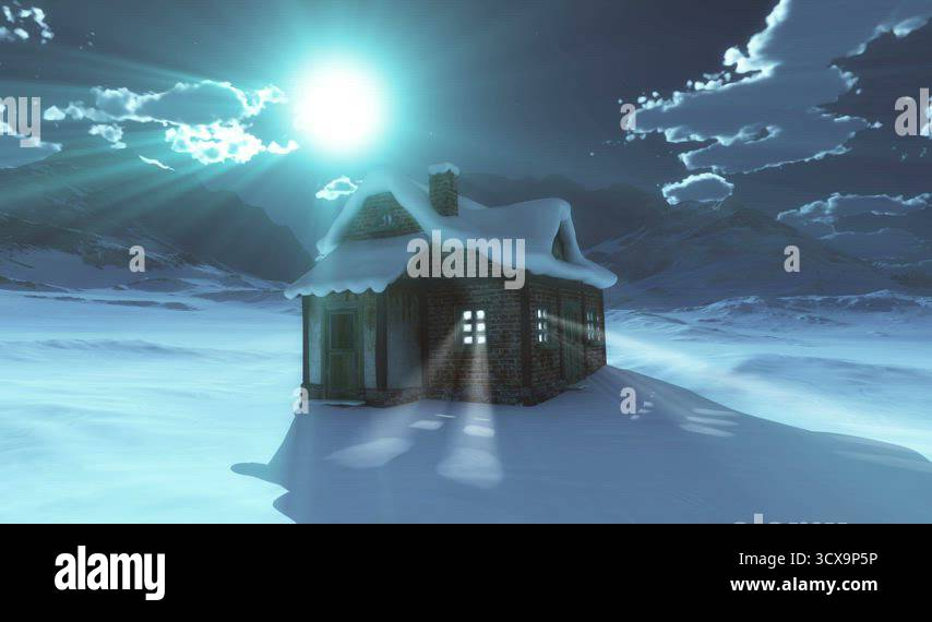 snow mountain moon house Stock Video Footage - Alamy