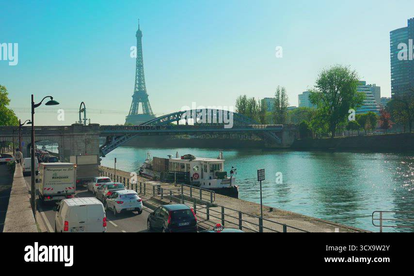 Paris, France - circa May, 2017: Heavy traffic jam at rush hour in ...