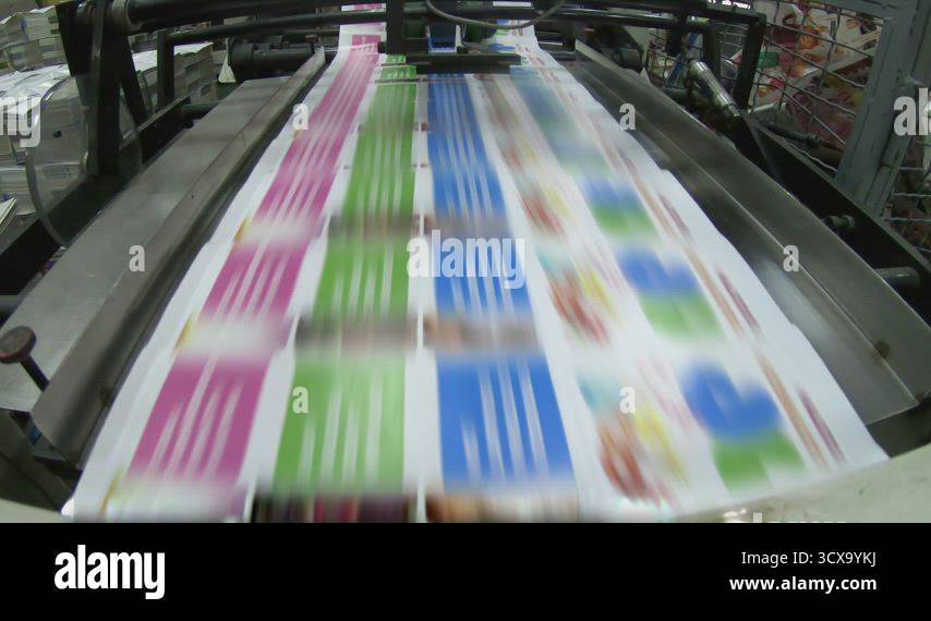 Working offset print machine Stock Video Footage - Alamy