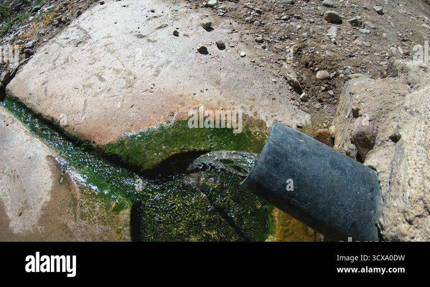 Fresh mineral water from a fresh water source. Small natural spring ...