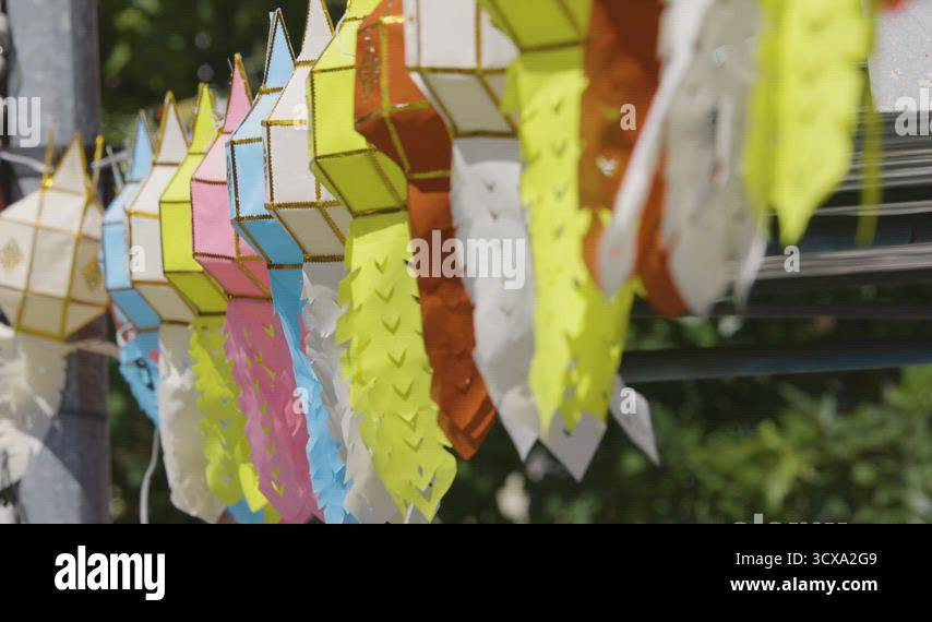 Yee Peng Festival (Yi Peng) Chiang Mai. Paper lanterns decorated in ...