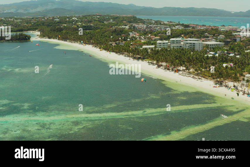 Kitesurfers on Bulabog beach, Boracay island, Philippines Stock Video ...