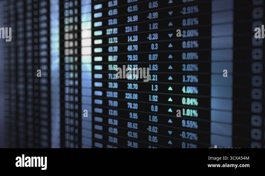 stock market index commodity ticker feed news board line on black ...