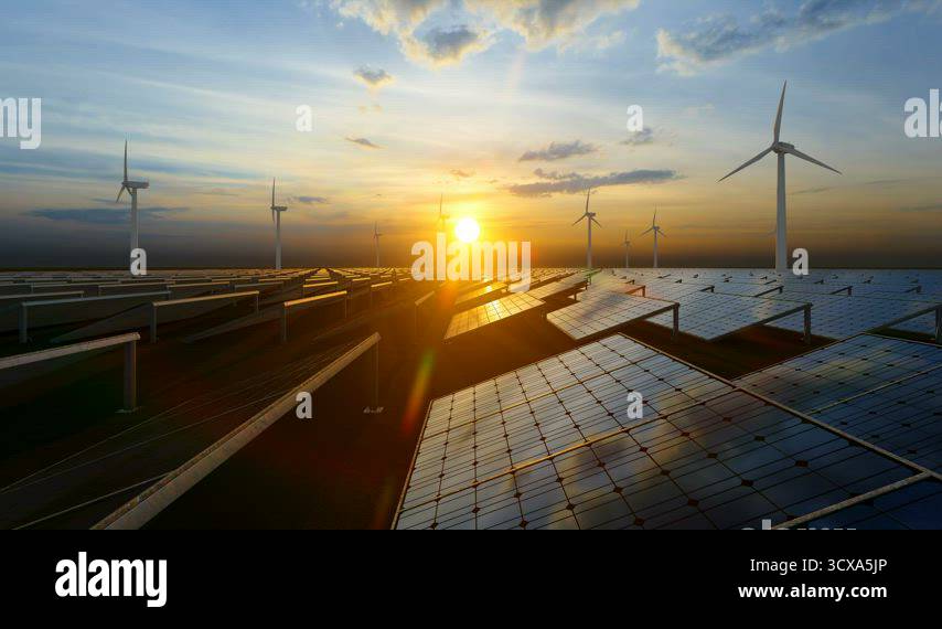Alternative energy sources with wind mill and solar panel for green ...