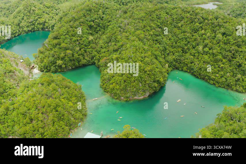 Aerial view of Sugba lagoon, Siargao,Philippines Stock Video Footage ...