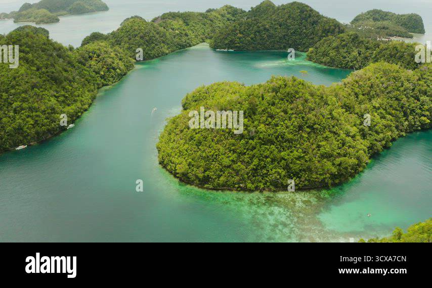 Aerial view of Sugba lagoon, Siargao,Philippines Stock Video Footage ...