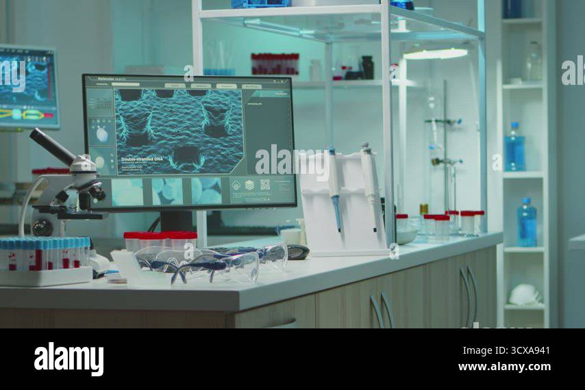 Interior of empty science laboratory during night Stock Video Footage ...