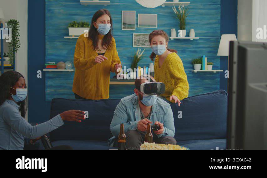 Diverse people playing video games using vr headset goggles Stock Video ...