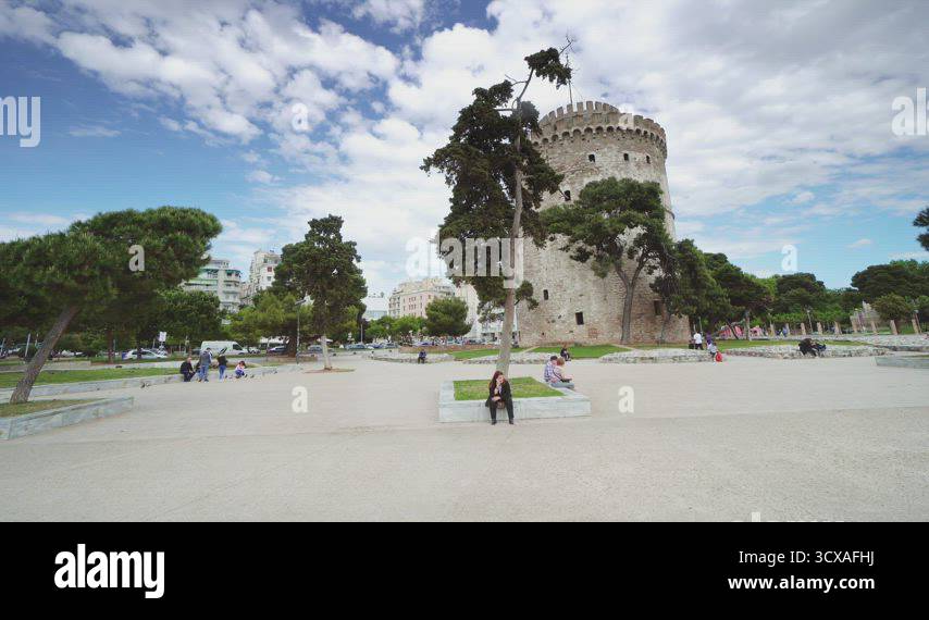 White Tower of Thessaloníki - medieval prison tower, now a museum Stock ...