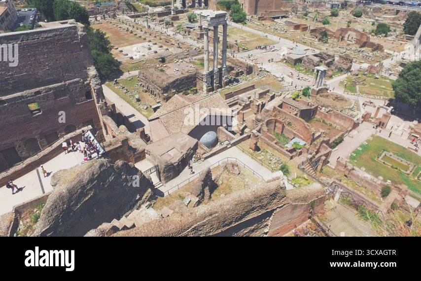 Great Rome - Roman Forum a landmark of Rome, Italy, wide tilt shot ...