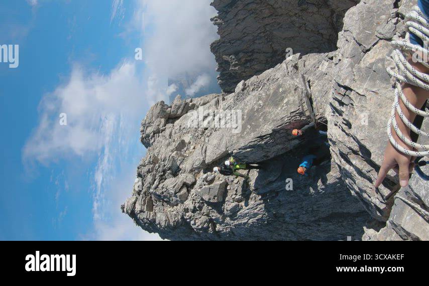 Olymp, Greece - 22 Jul, 2018: Climbers on the trail from Scala summit ...