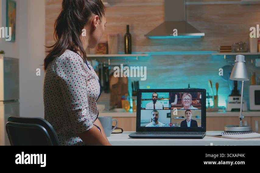 Freelancer turning off the laptop during webinar Stock Video Footage ...