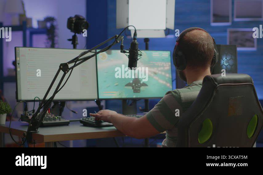 Professional streamer winning space shooter Stock Videos & Footage - HD ...