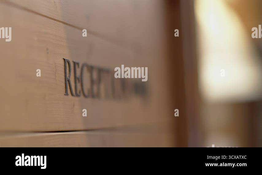 Modern sign with Reception direction arrow and text Stock Video Footage ...