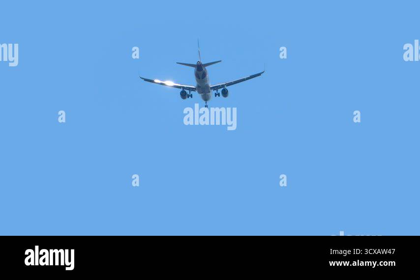 Passenger airliner jet arriving and landing at large international ...