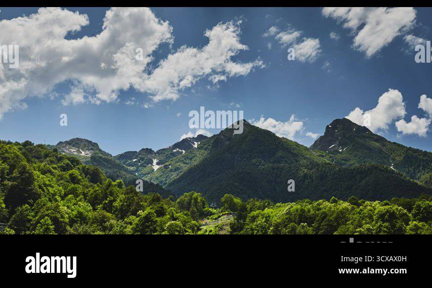 Mountains Timelaps of Krasnodar region, Krasnaya Polyana, red glade ...