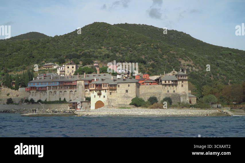 Monastery of Xenophontos (Xenophon) in the Holy Mountain (Agio Oros) of ...