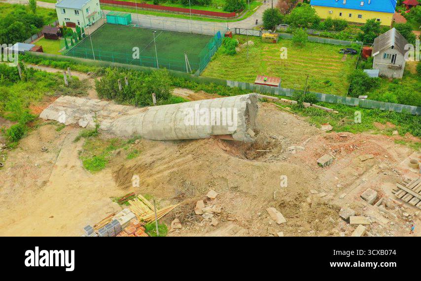 aerial footage after the explosion of an old pipe Stock Video Footage ...