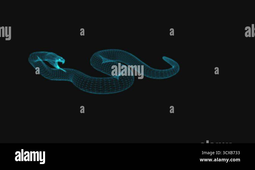 Snake in Hologram Wireframe Style Stock Video Footage - Alamy