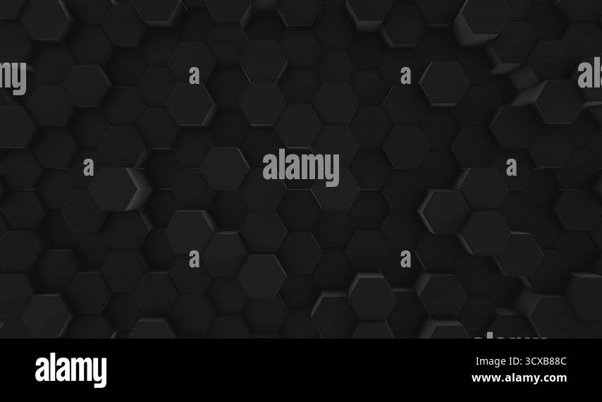 Black futuristic prism hexagons, bee combs, six, movement on a ...