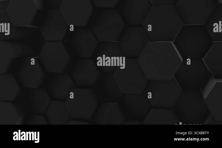 Camera span. Black futuristic prism hexagons, bee combs, six, movement ...