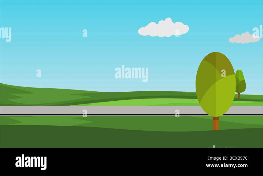 4k cartoon 2D animation- Cars animation against the background of ...