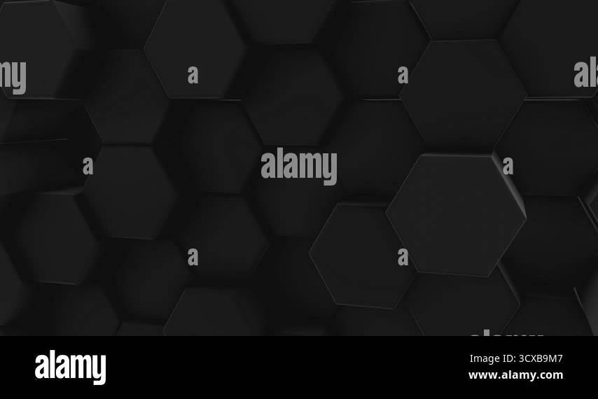 Camera span. Black futuristic prism hexagons, bee combs, six, movement ...